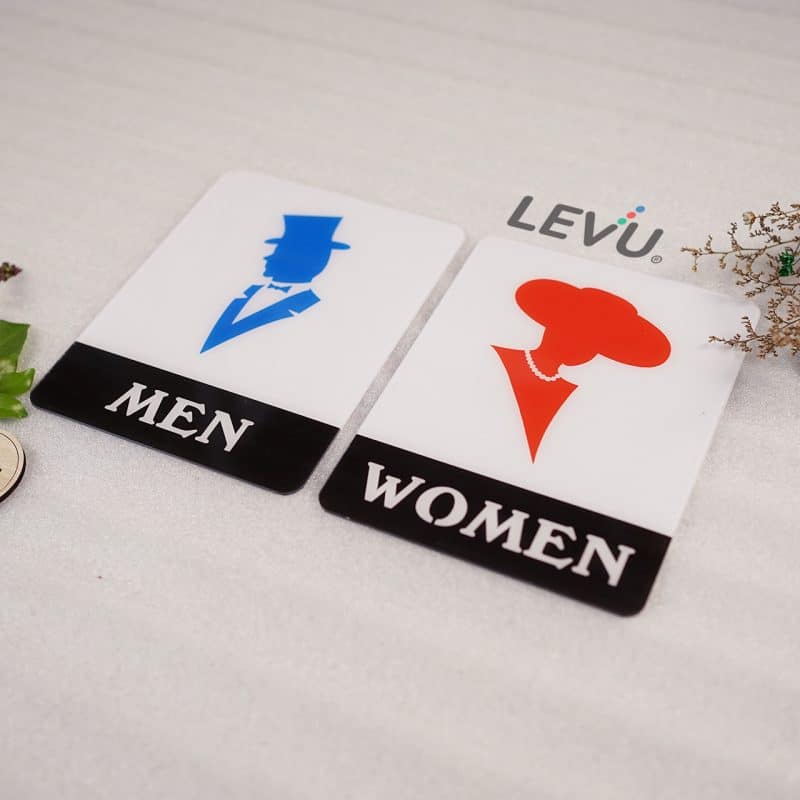 Bộ bảng mica Men - Women dán cửa phân biệt phòng toilet Nam Nữ LEVU ...