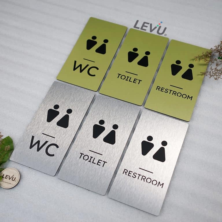 Bảng nhôm alu xước WC - Toilet - Restroom mẫu mới LEVU-ALU07 • LEVUSHOP