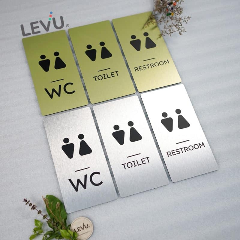 Bảng nhôm alu xước WC - Toilet - Restroom mẫu mới LEVU-ALU07 • LEVUSHOP