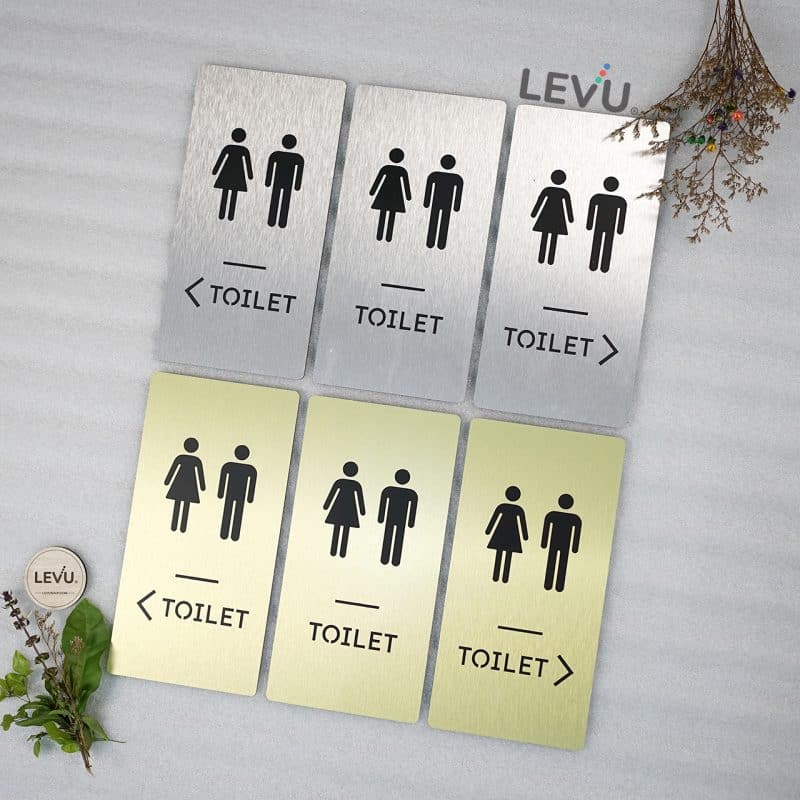 Bảng dán hướng dẫn đóng mở cửa bằng nhôm alu bạc xước LEVU-ALU03 • LEVUSHOP