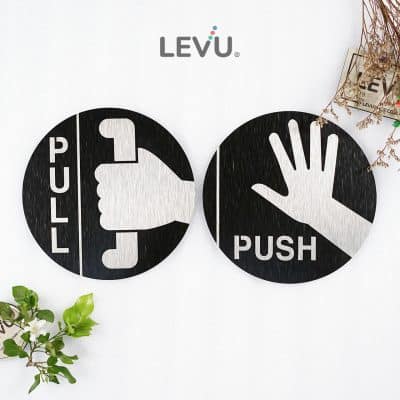 Bảng nhôm alu xước đen Pull Push dán cửa LEVU-ALU15 • LEVUSHOP