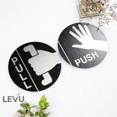 Bảng nhôm alu xước đen Pull Push dán cửa LEVU-ALU15 • LEVUSHOP