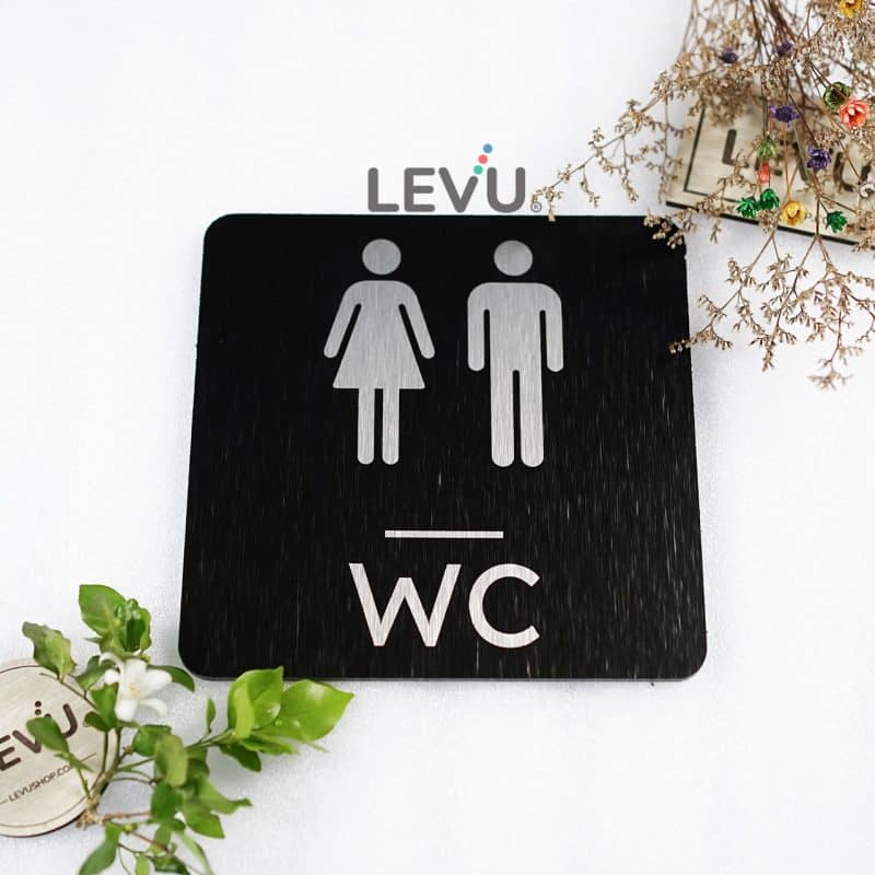Bảng WC bằng nhôm alu đen xước cao cấp LEVU-ALU17 • LEVUSHOP
