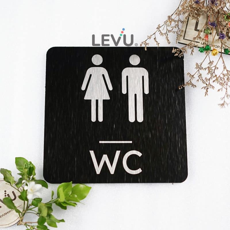 Bảng WC bằng nhôm alu đen xước cao cấp LEVU-ALU17 • LEVUSHOP