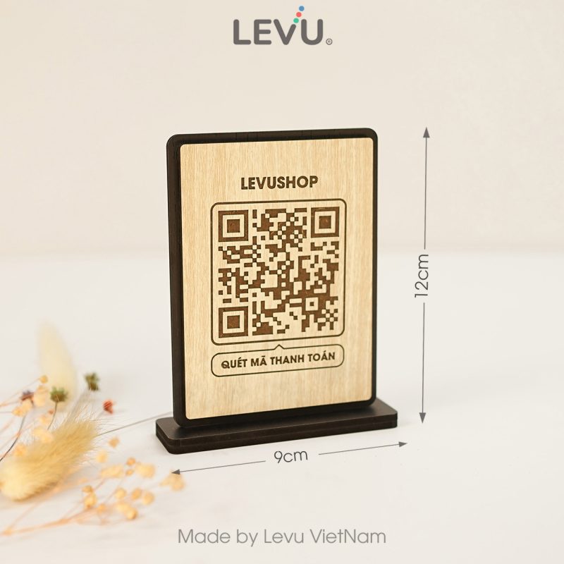 Bảng gỗ quét mã QR để bàn trang trí quán LEVU-QR03 • LEVUSHOP